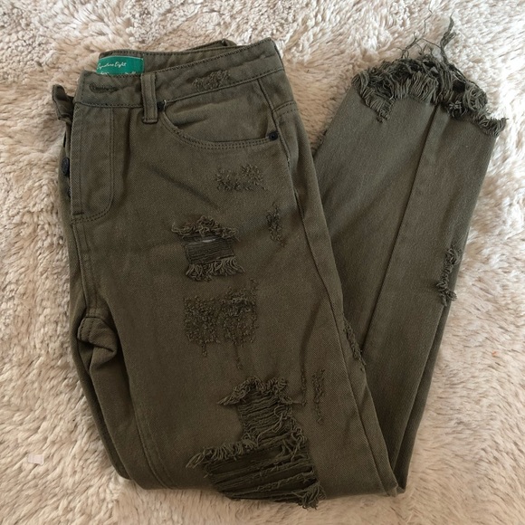 Signature Eight | Jeans | Army Green Ripped Jeans | Poshmark